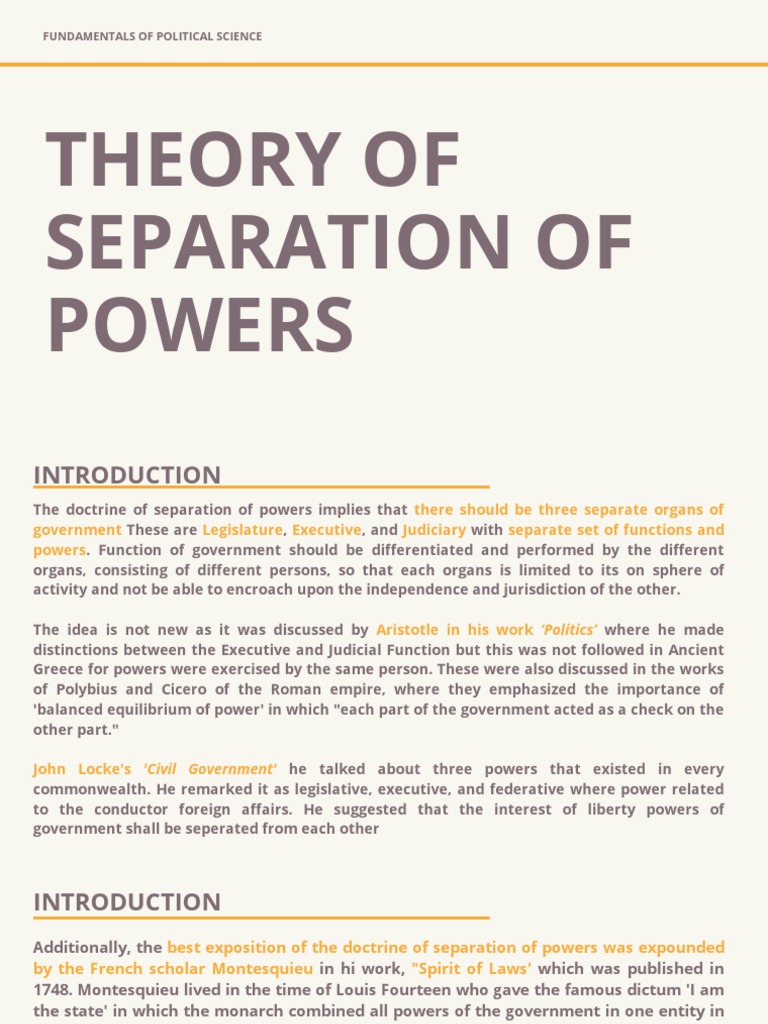Module 7 - Theory of Separation of Powers | PDF | Separation Of Powers ...
