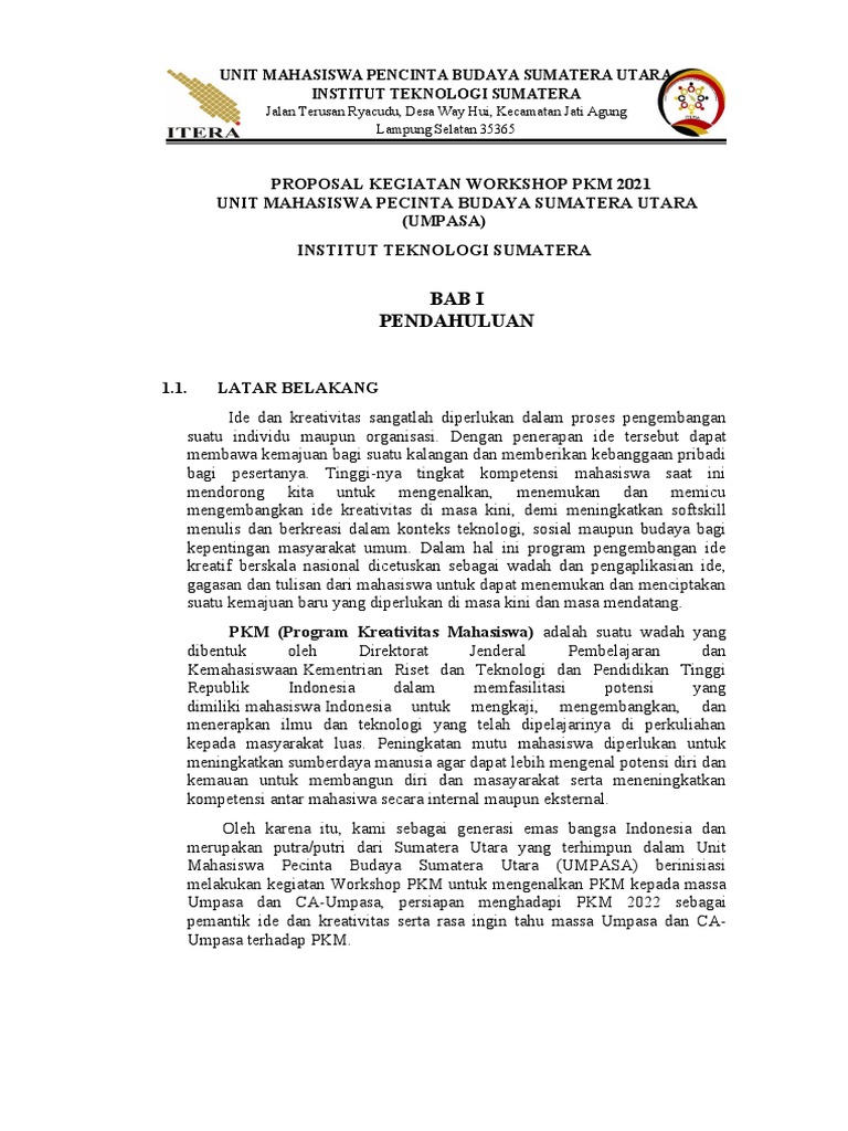 Proposal Kegiatan Workshop PKM | PDF | Karier & Perkembangan | Perjalanan