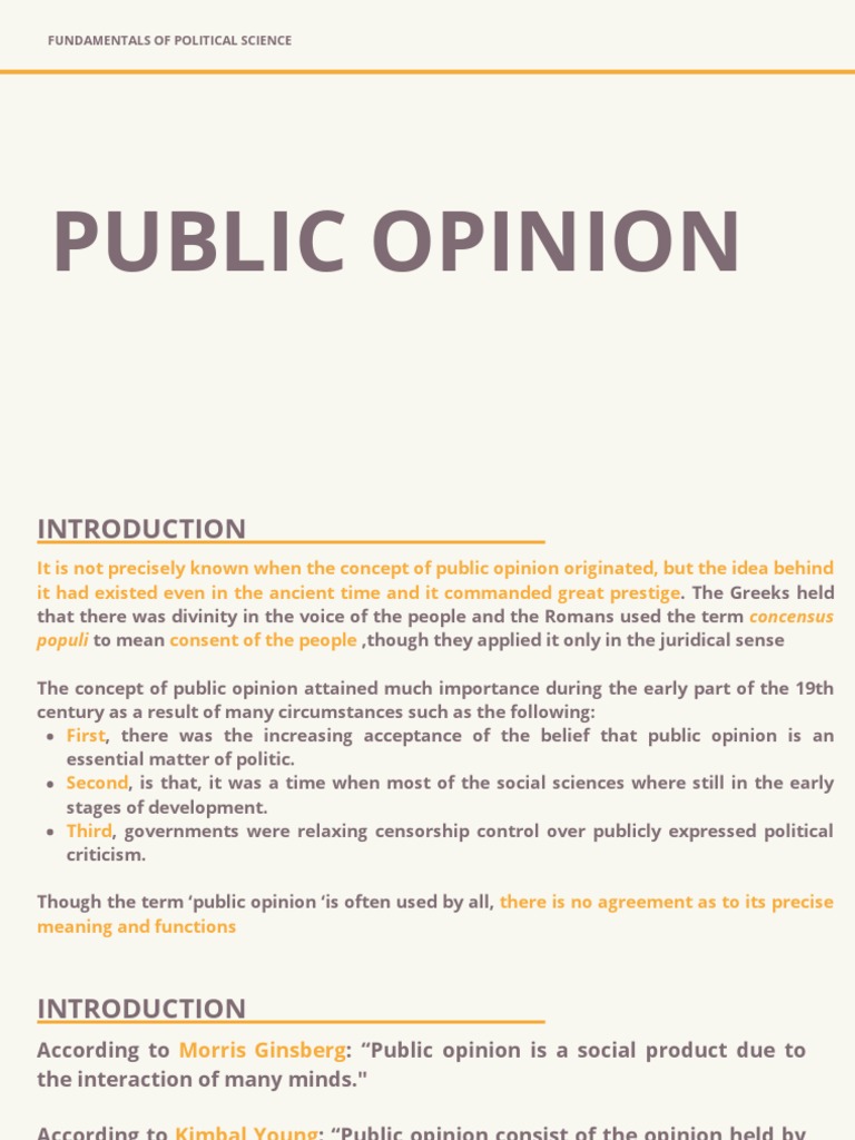 An In-Depth Analysis of the Formation and Role of Public Opinion in a ...