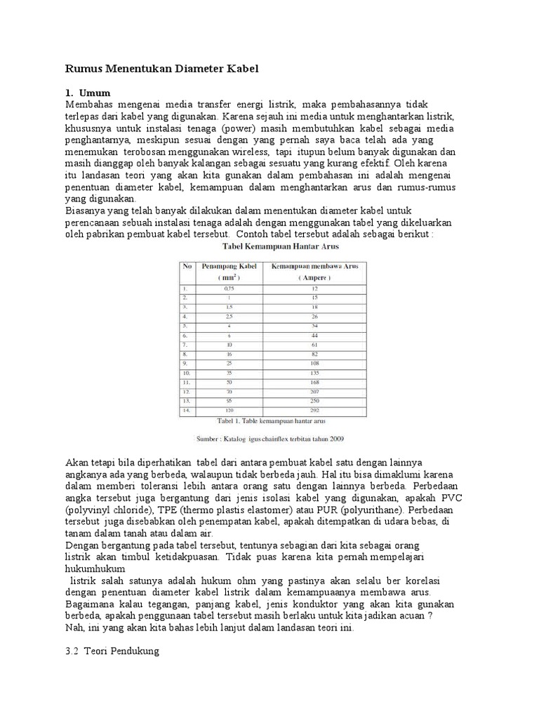 Rumus Diameter Kabel Listrik | PDF
