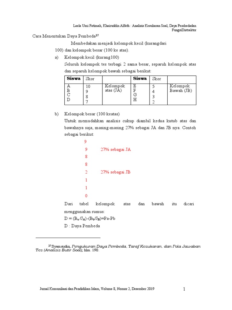 Analisis Daya Pembeda Soal Ujian | PDF