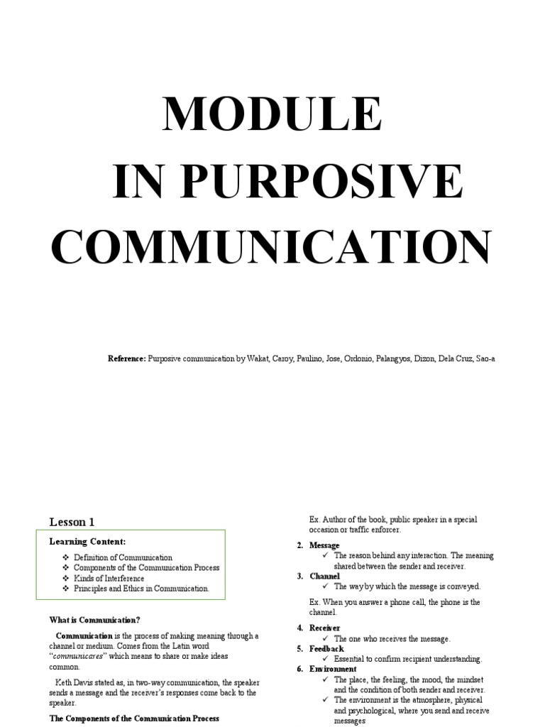Module in Purposive Communication PDF Free | Download Free PDF | Mass ...