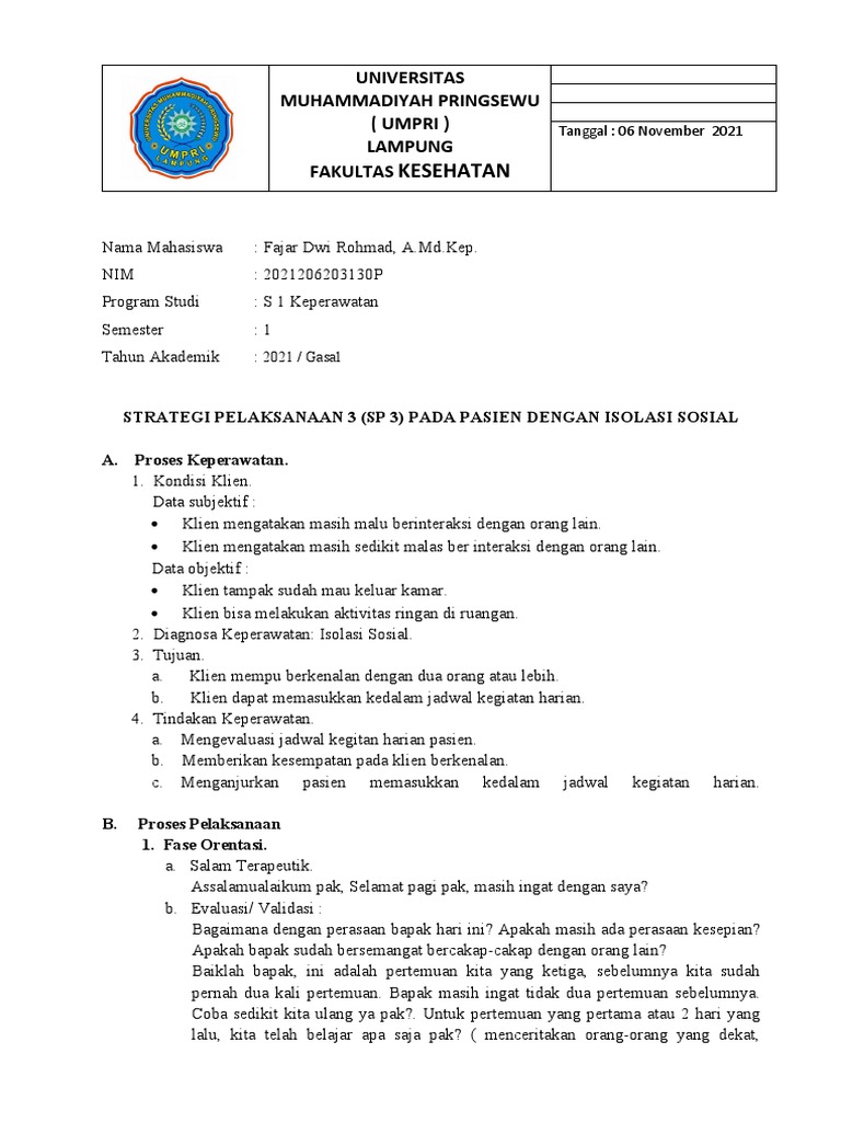 Fajar Dwi - Isolasi Sosial | PDF