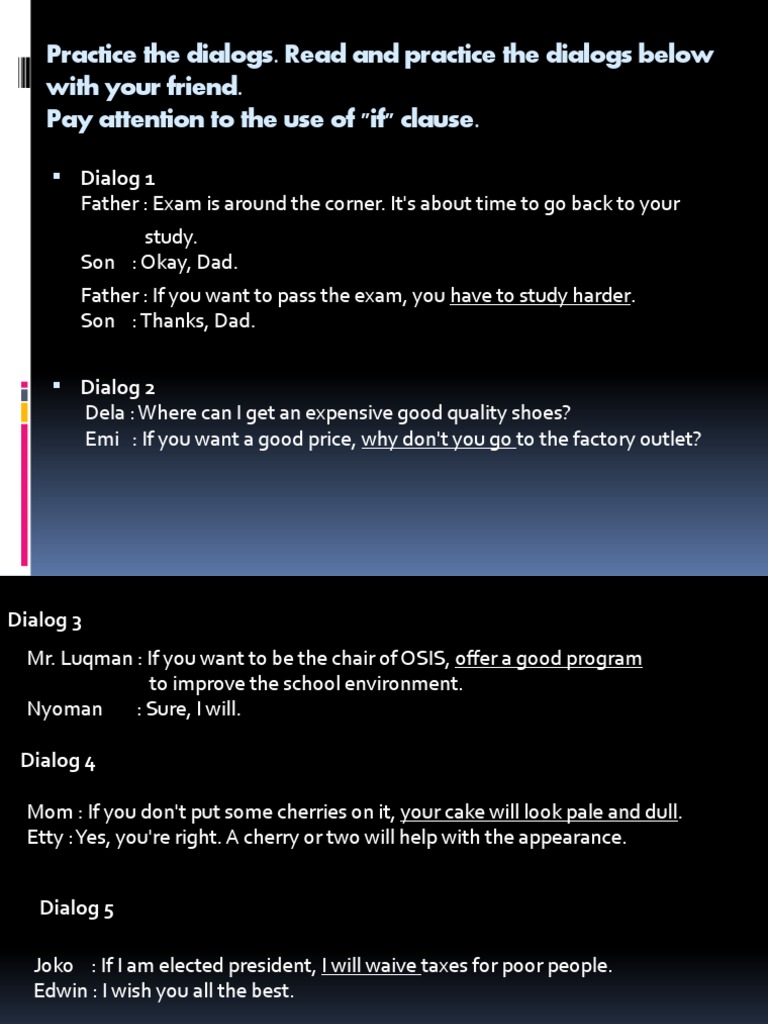 Contoh Dialog If Clause. | PDF | Language Arts & Discipline | Career ...