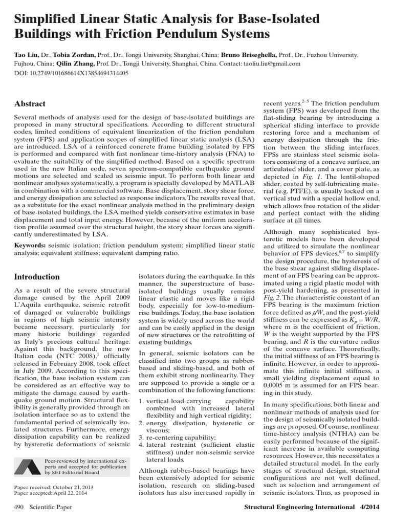 Simplified Linear Static Analysis For Base-Isolated Buildings With ...