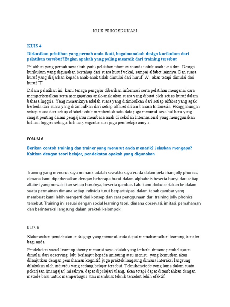 Kuis Psikoedukasi | PDF