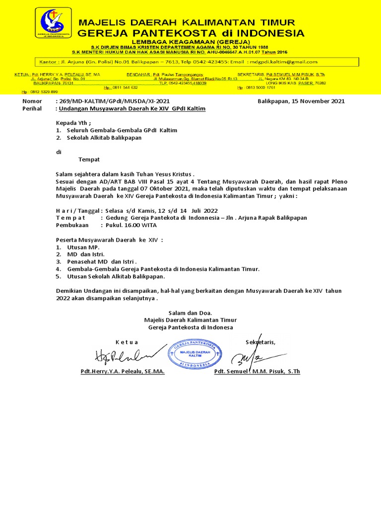 Surat Undangan Musda 2022 | PDF
