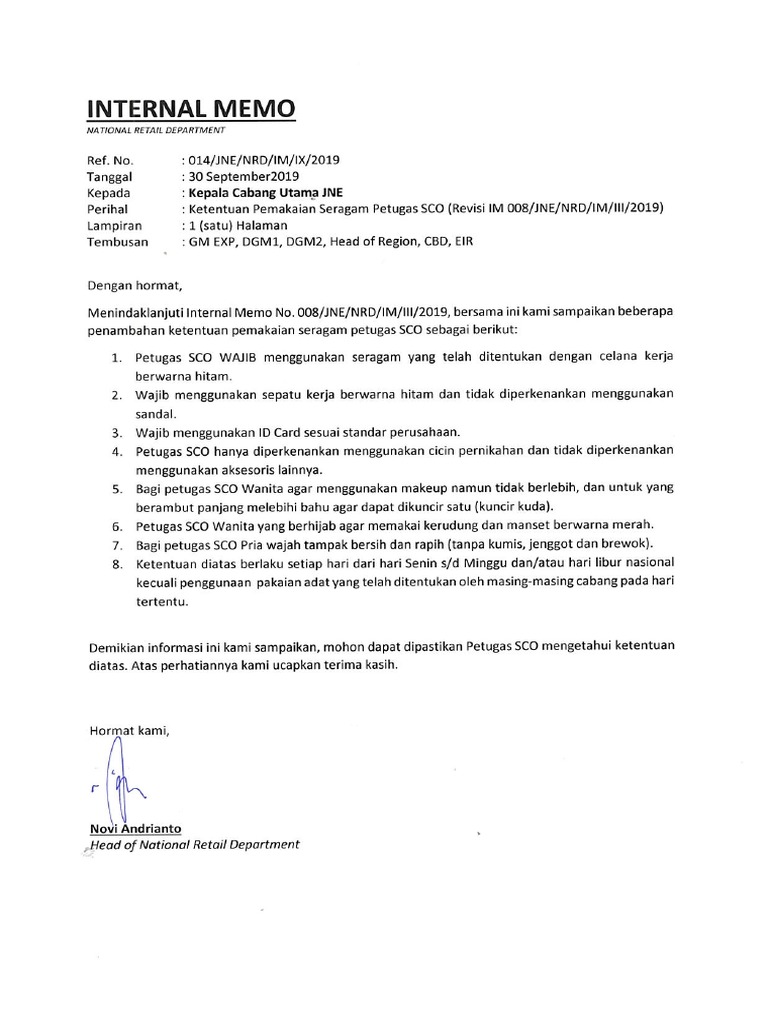 014-IM Ketentuan Pemakaian Seragam Petugas SCO (Revisi) | PDF
