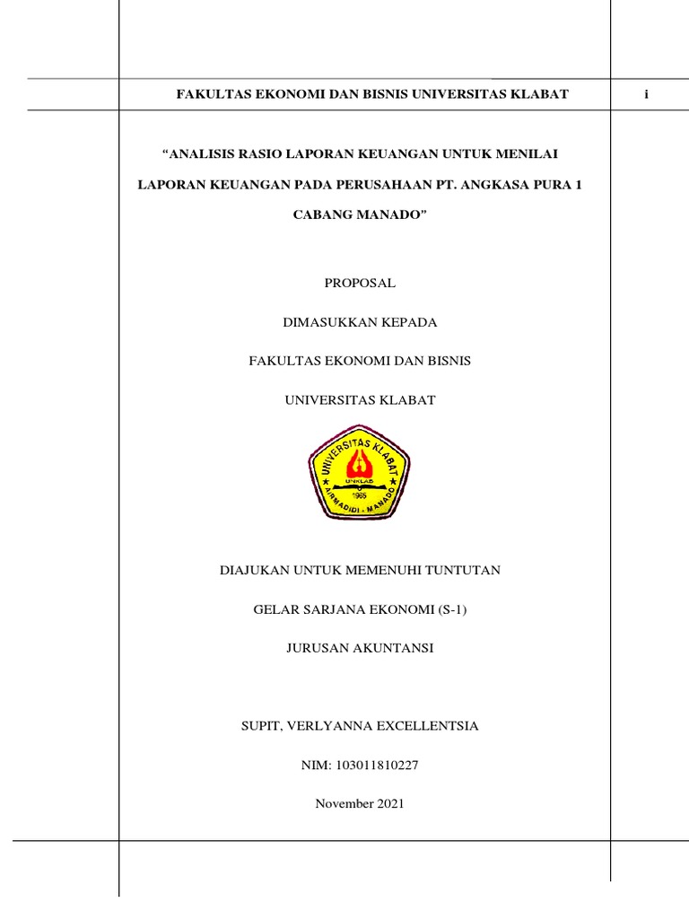 Proposal Skripsi Analisa Rasio Laporan Keuangan Untuk Menilai Kinerja ...