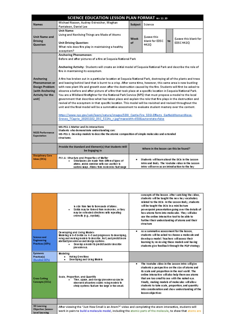 Ms Science Lesson Plan Template | PDF | Cognition | Science