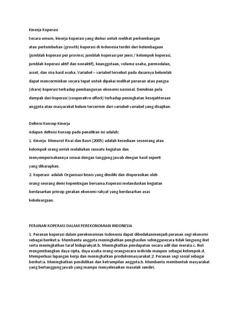 Kinerja Koperasi | PDF