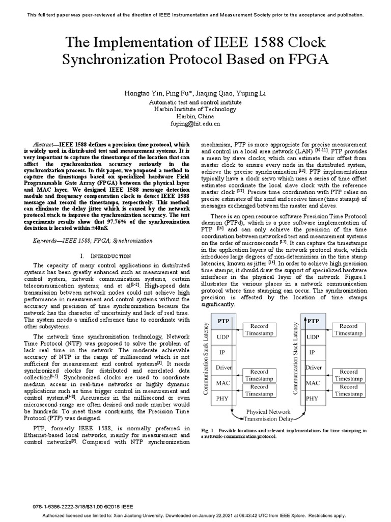 Yin Et Al. - 2018 - The Implementation of IEEE 1588 Clock Synchronization Protocol Base | PDF ...