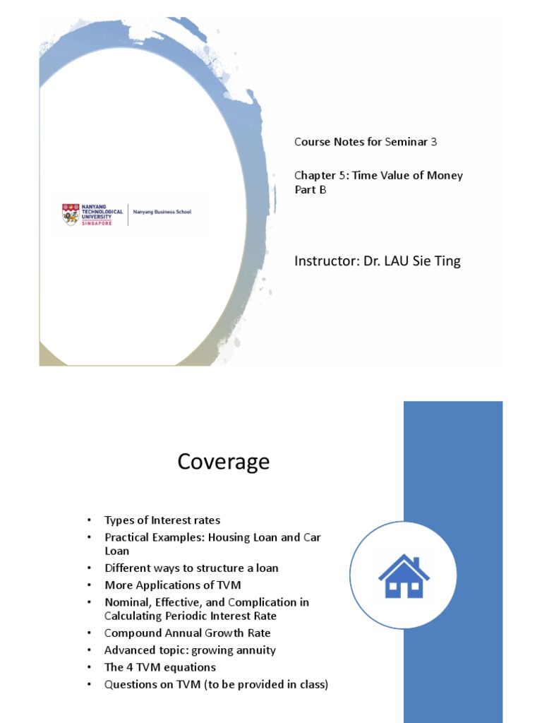 Instructor: Dr. LAU Sie Ting: Course Notes For Seminar 3 Chapter 5 ...