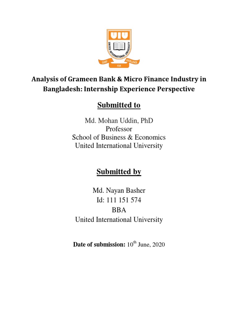 Grameen Bank Microfinance Analysis Report | PDF | Microfinance | Microcredit