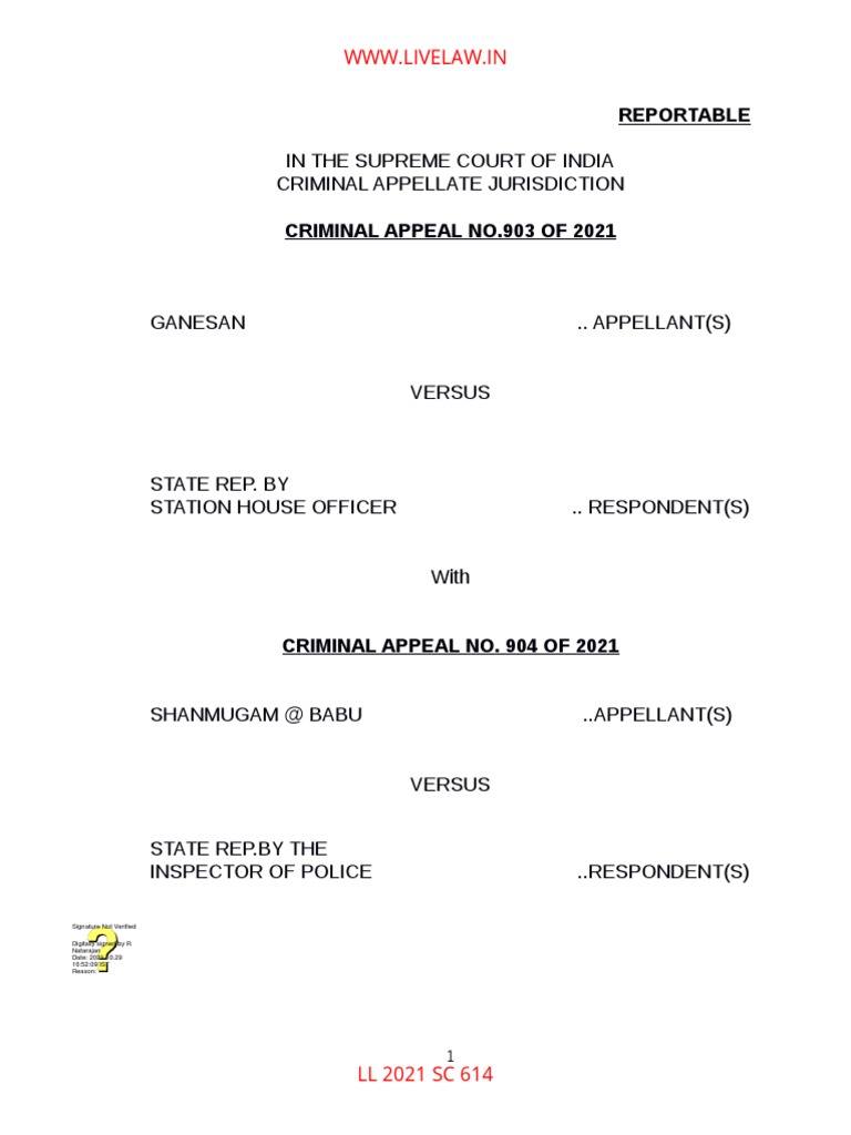 Ganesan Vs State LL 2021 SC 614 403326 | PDF | Robbery | Theft