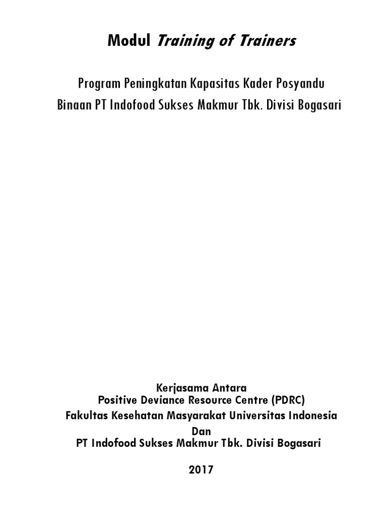 Panduan Pelatihan Kader Posyandu 2017 | PDF