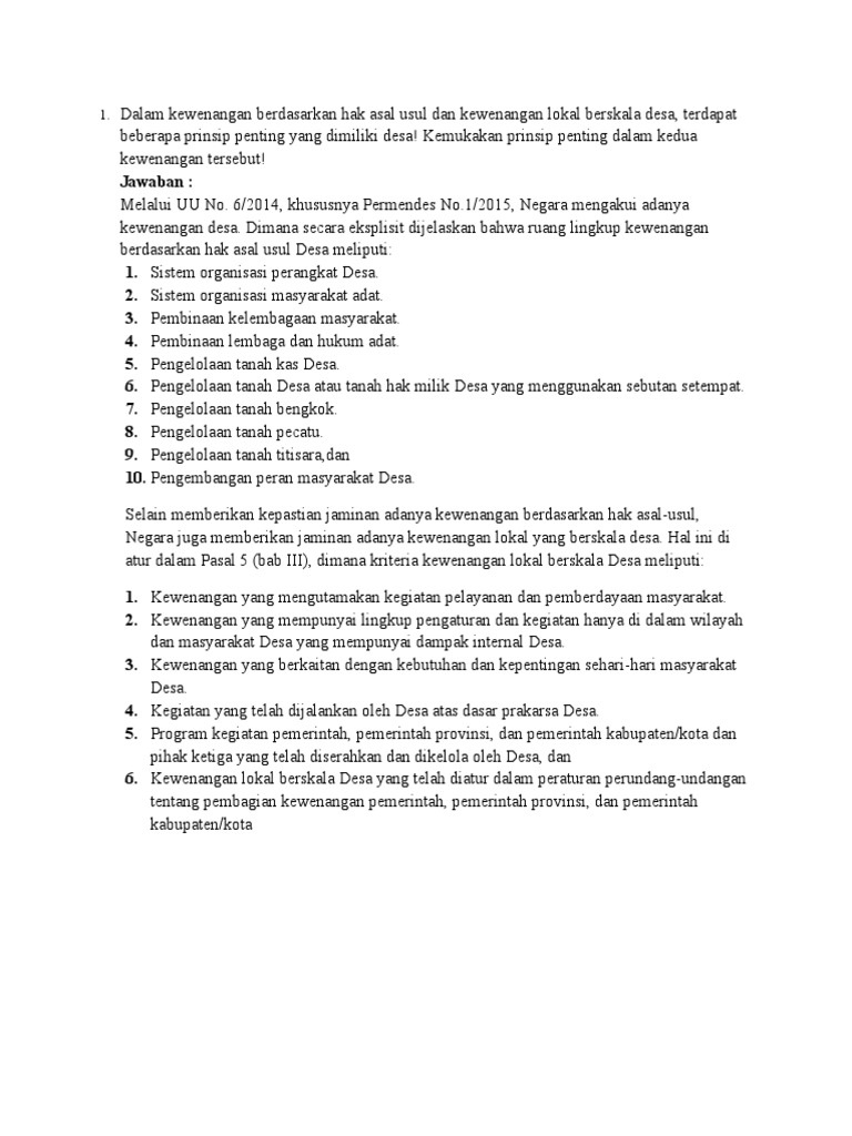 Tugas 1 IPEM4208 Sistem Pemerintahan Desa | PDF
