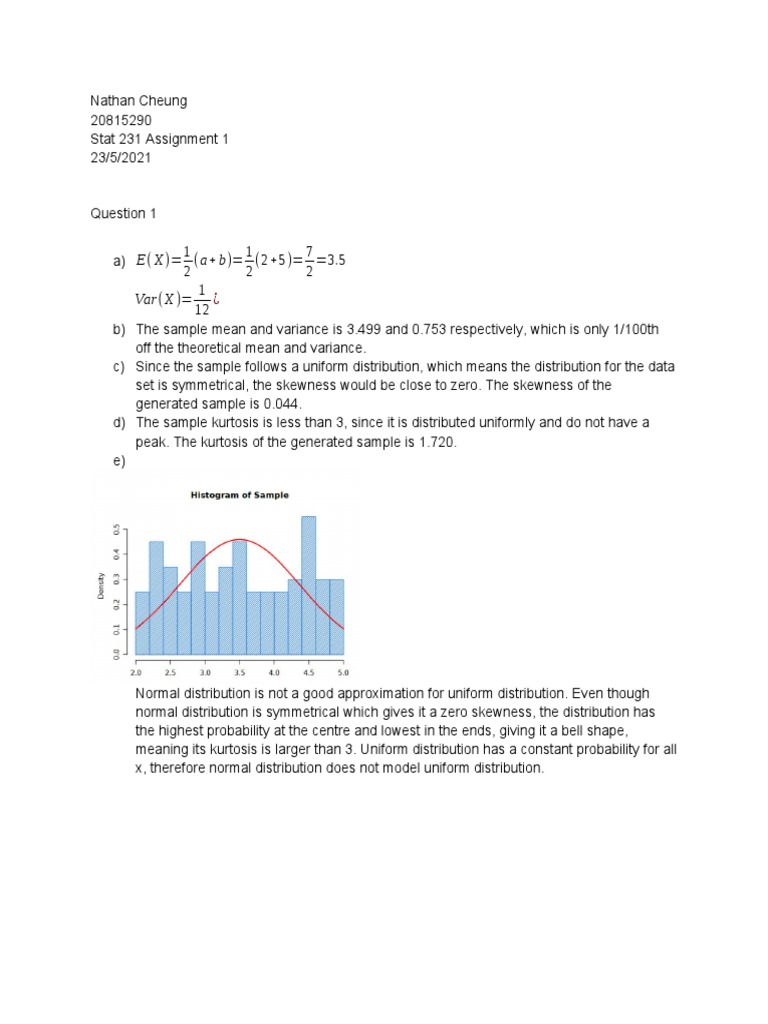 Stat 231 A1 | PDF | Skewness | Mode (Statistics)