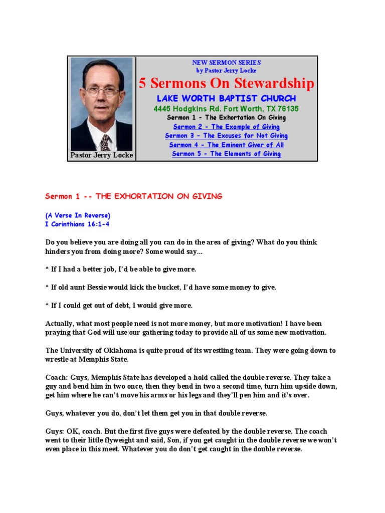 Stewardship Sermon Series Overview | PDF | Jesus | Paul The Apostle