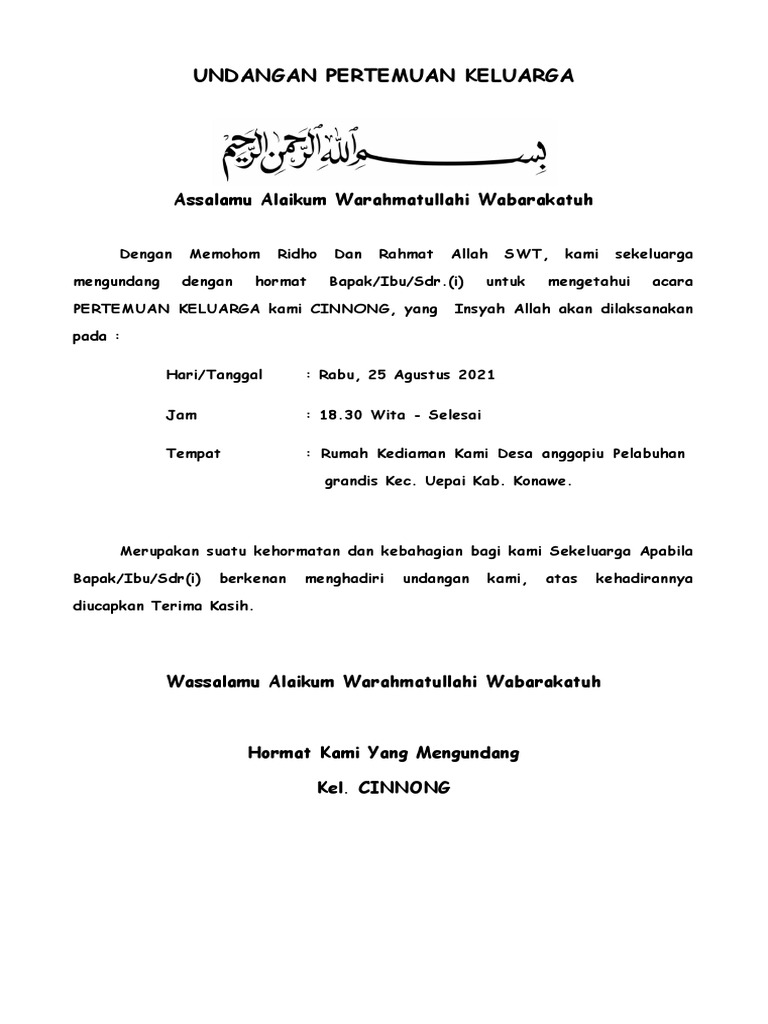 Undangan Pertemuan Keluarga | PDF