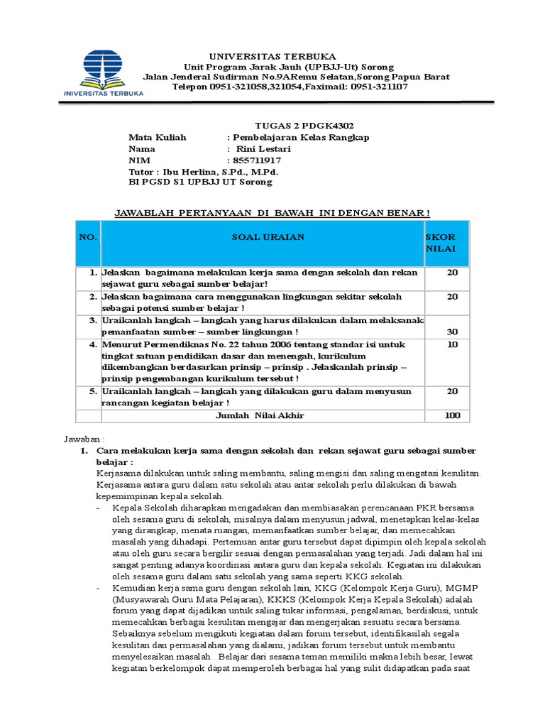 Tugas 2 PDGK4302 Rini Lestari | PDF