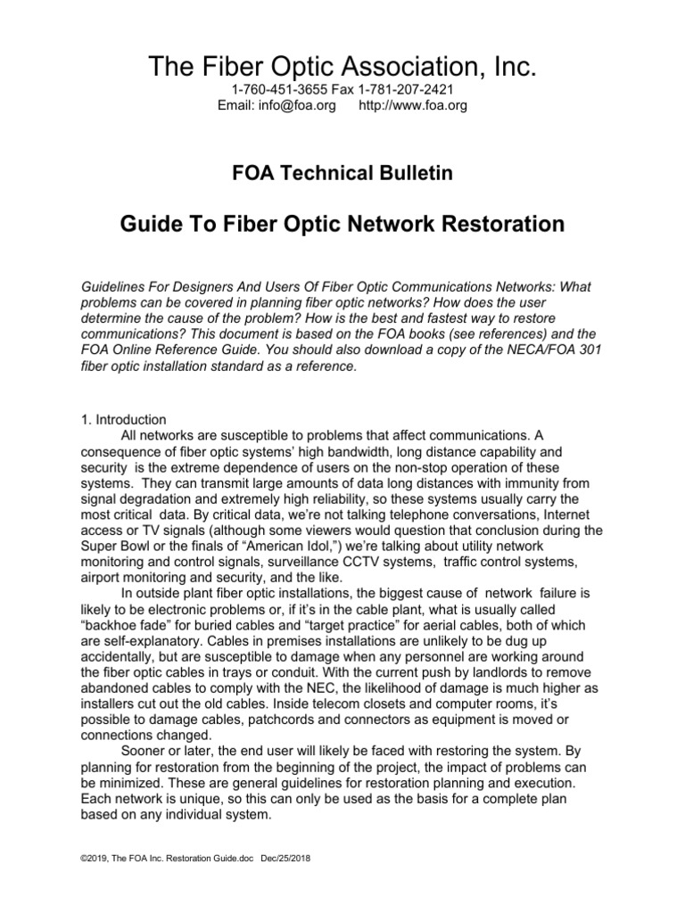 The Fiber Optic Association, Inc | PDF | Computer Network | Optical Fiber