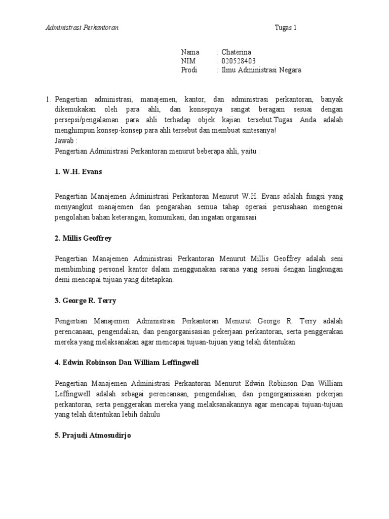 Tugas 1 Adm-Perkantoran | PDF