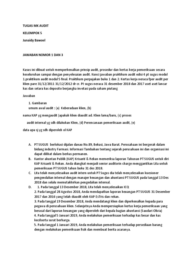 Tugas MK Audit Fix | PDF | Pengelolaan Keuangan & Uang