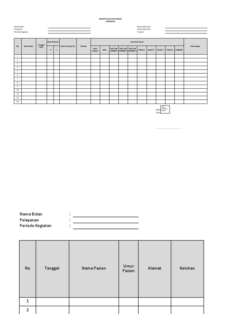 Form Laporan Rekapan Pelayanan SKP | PDF