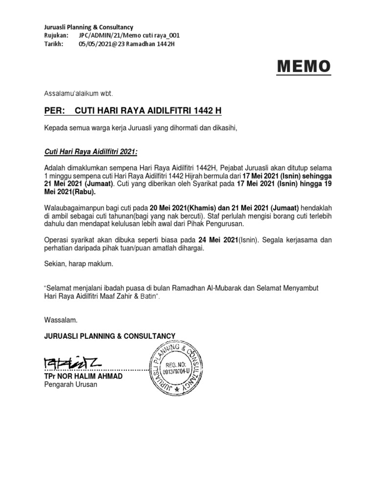 Cuti Hari Raya Aidilfitri 2021-New2 | PDF