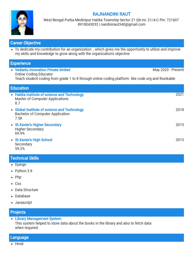 Career Objective: Rajnandini Raut | PDF | Computers | Career & Growth