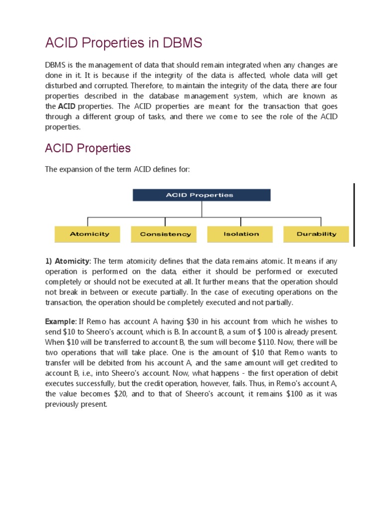 ACID Properties in DBMS | PDF | Database Transaction | Acid