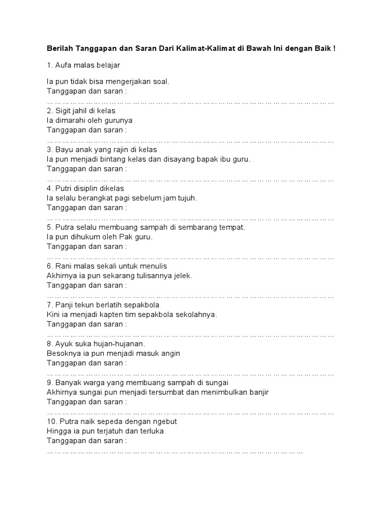 Bahasa Indonesia Kalimat Saran | PDF