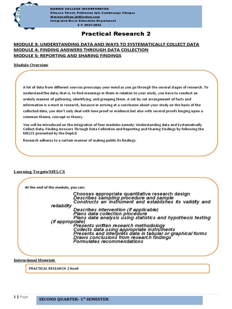 Practical Research 2: Data Collection Guide | PDF | Sampling (Statistics) | Statistics