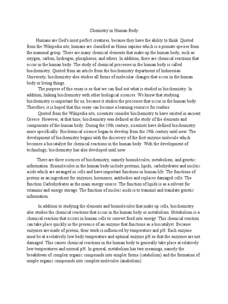 Chemistry in Human Body | PDF | Chemistry | Biochemistry