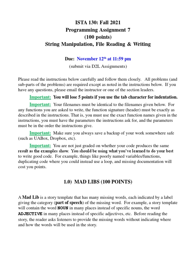 Mad Libs Generator: A Program that Reads a Story Template, Prompts the ...