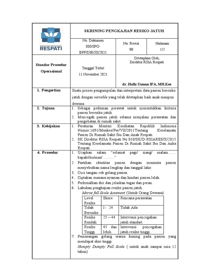 Skrining Risiko Jatuh Pasien di RSIA | PDF | Sains & Matematika