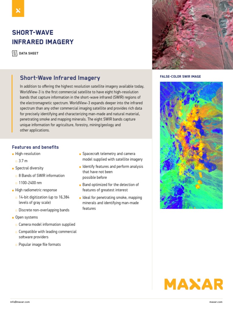 Swir Data Sheet | PDF | Infrared | Image Resolution