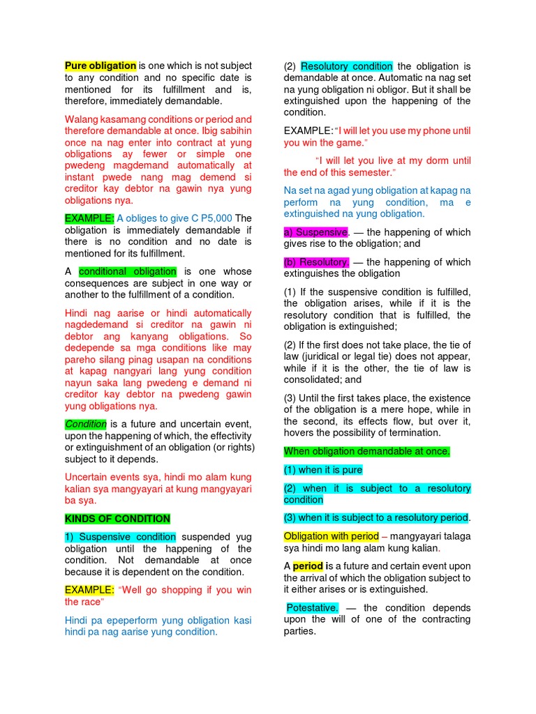 Pure Obligation Is One Which Is Not Subject | PDF | Private Law ...