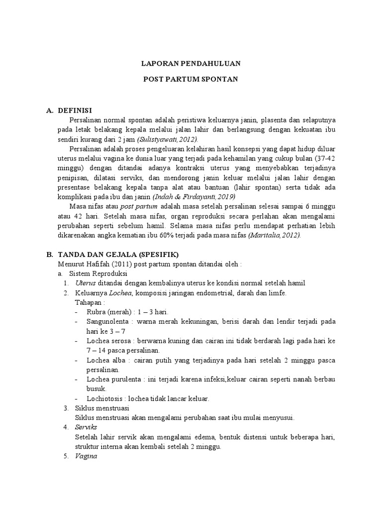 LP Post Partum Spontan | PDF