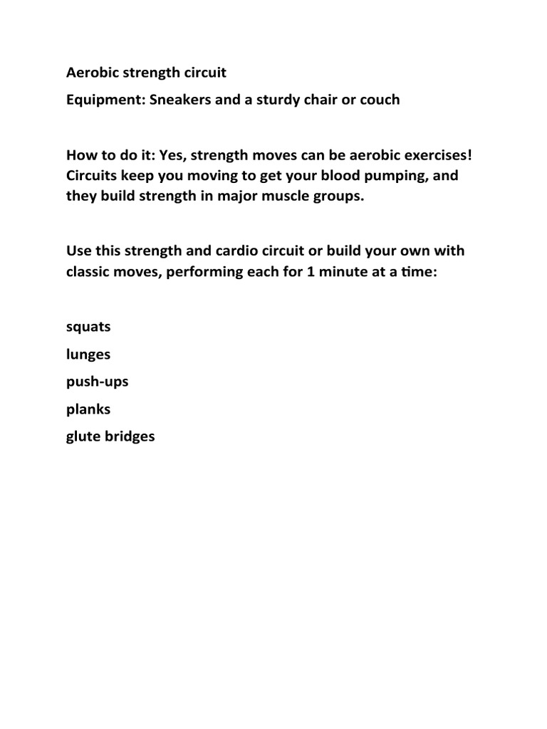 Home Aerobic Strength Circuit | PDF