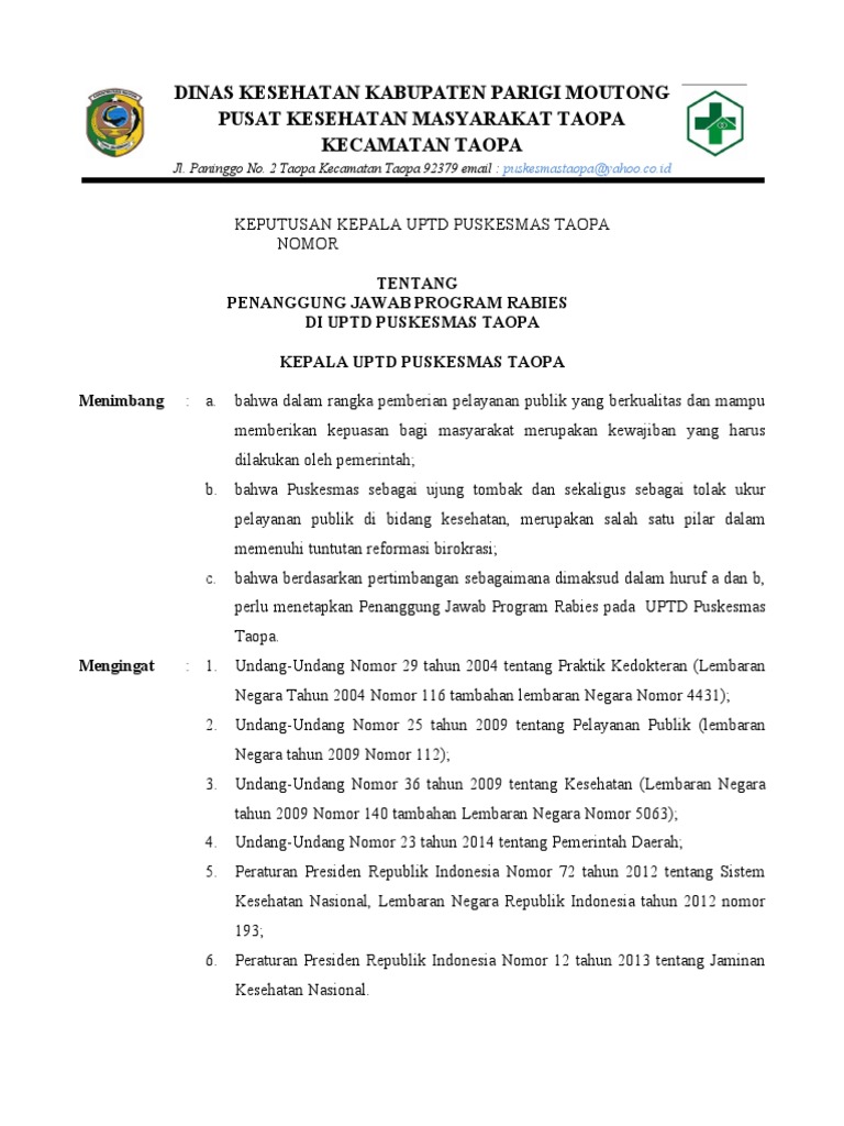 SK PJ Program Rabies | PDF | Pengembangan Diri