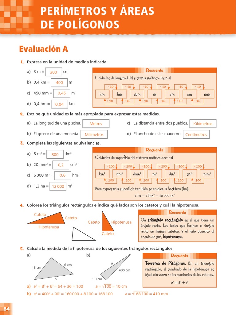 Ejercicios de áreas y perímetros | PDF | Triángulo | Geometría
