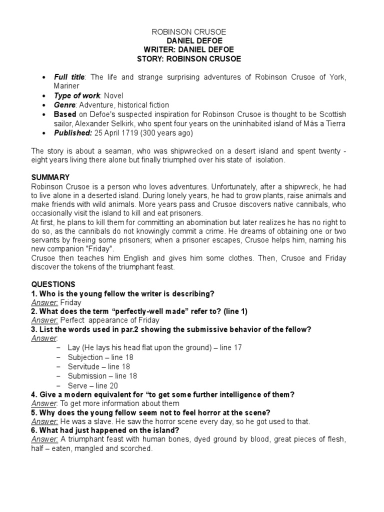 Robinson Crusoe | Download Free PDF | Robinson Crusoe