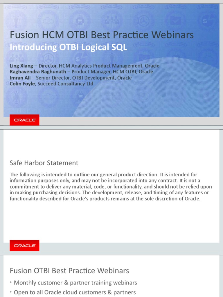 Fusion HCM OTBI Best Practice Webinars: Introducing OTBI Logical SQL ...