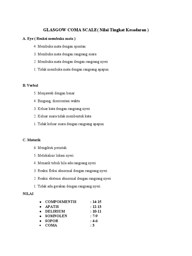 Glasgow Coma Scale | PDF