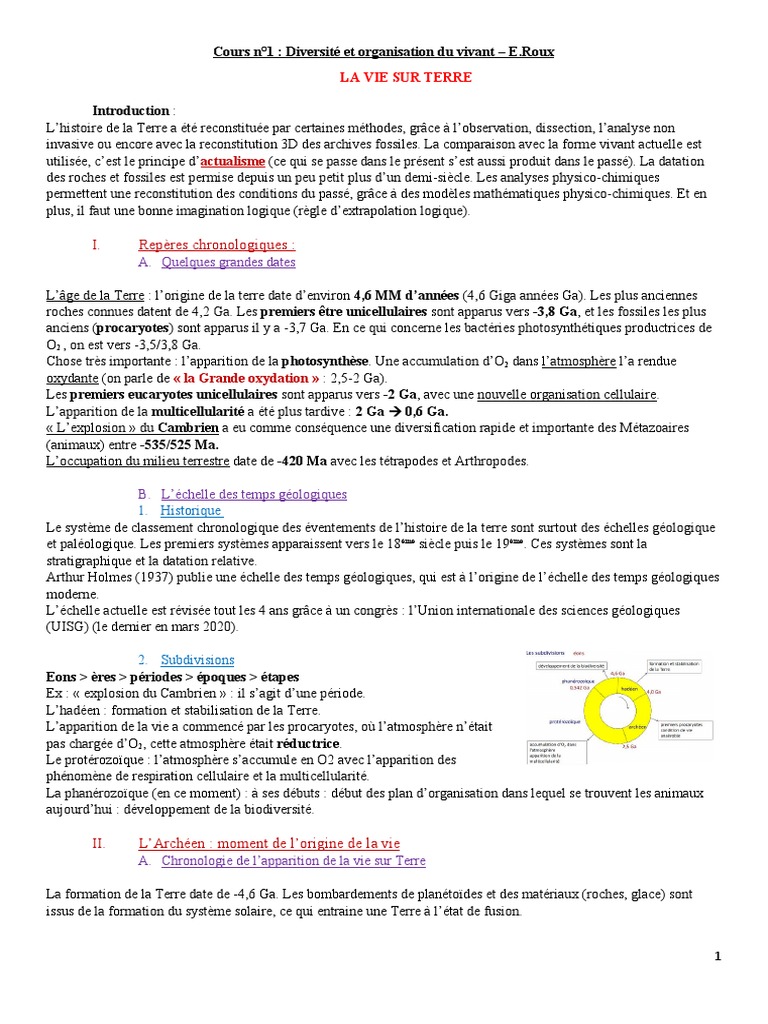 Origine et évolution de la vie sur Terre | PDF | Cellule (Biologie ...
