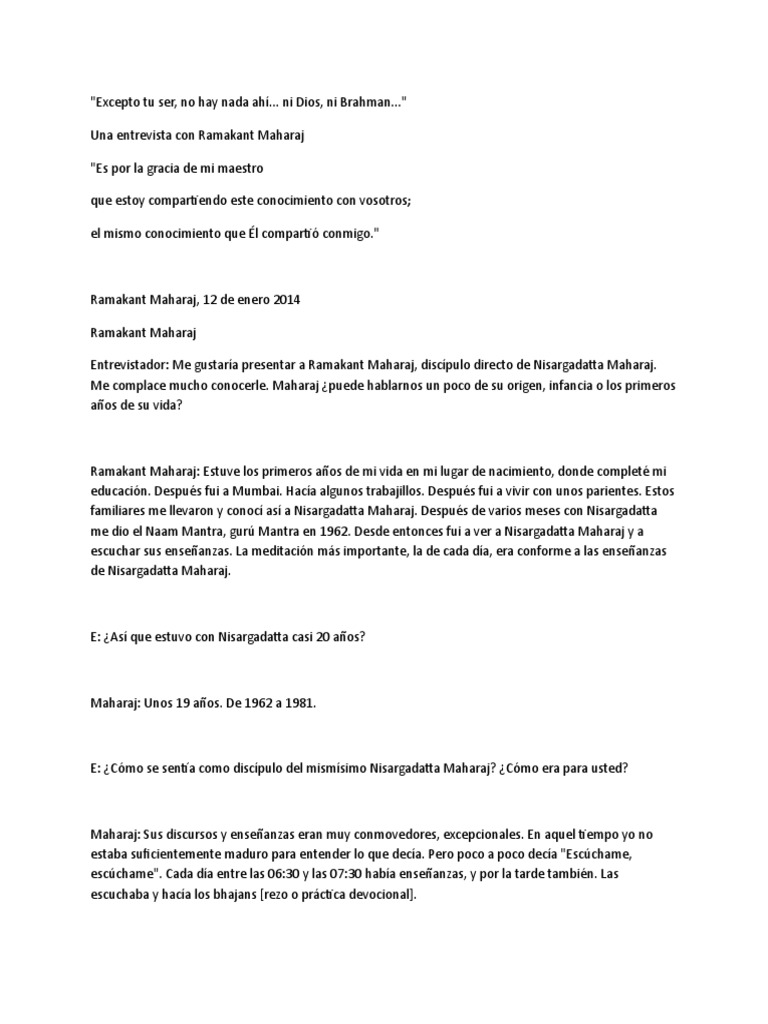 Una Entrevista Con Ramakant Maharaj | PDF | Mantman (hinduismo) | Alma
