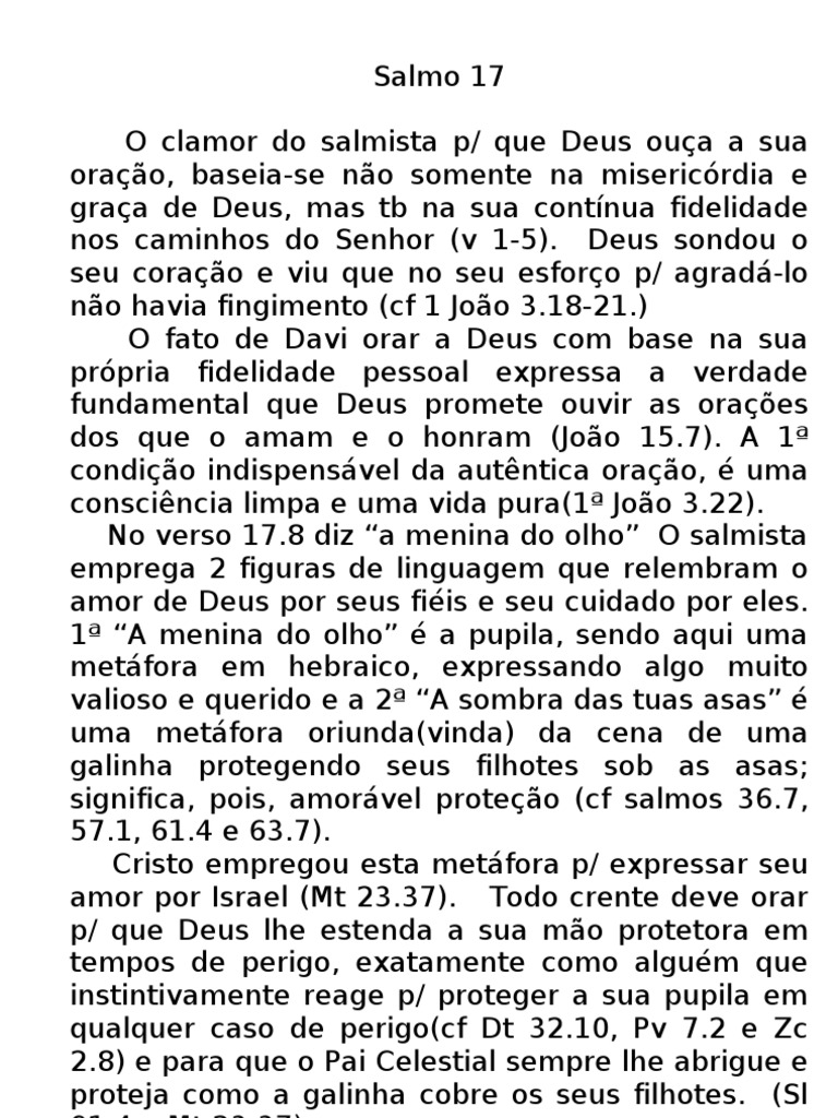 Salmo 17 | Download grátis PDF | Salmos | Livro de Deuteronômio