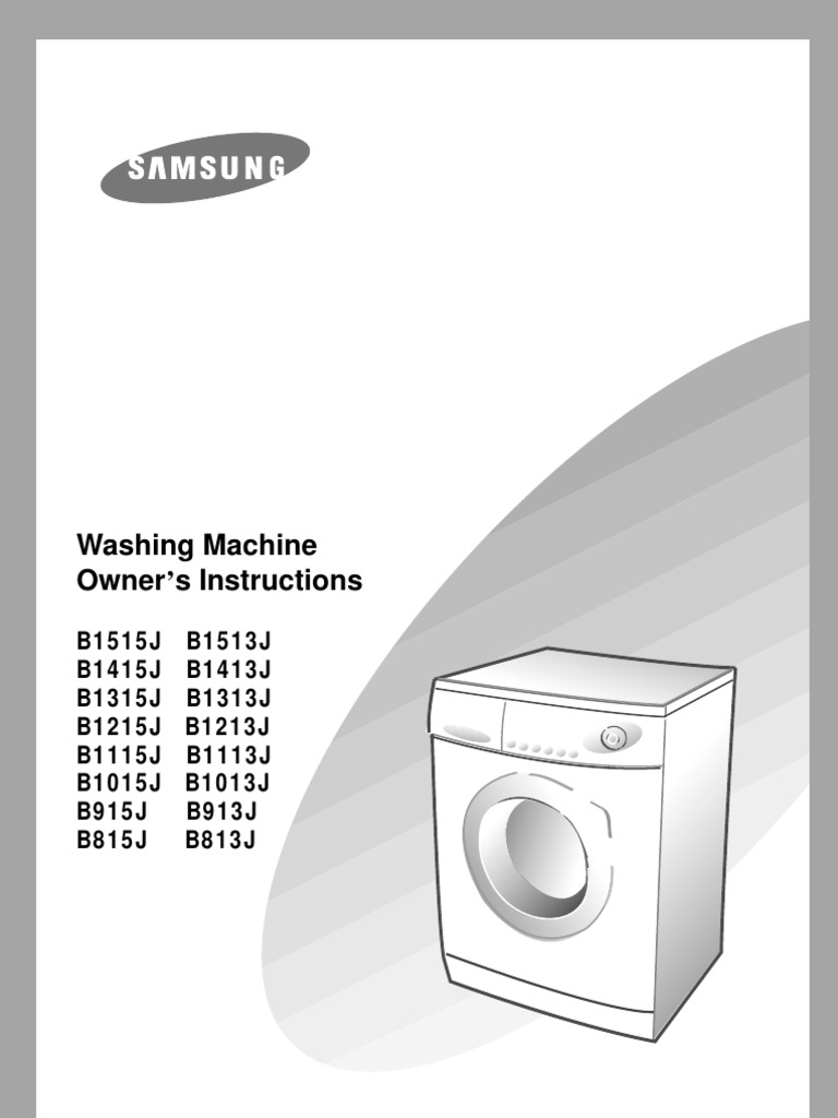 Samsung B1215J Washing Machine Manual | PDF | Washing Machine | Laundry